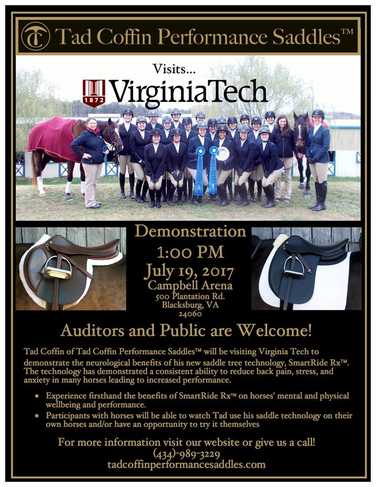 Tad Coffin Performance Saddles to hold demonstration at Virginia Tech ...